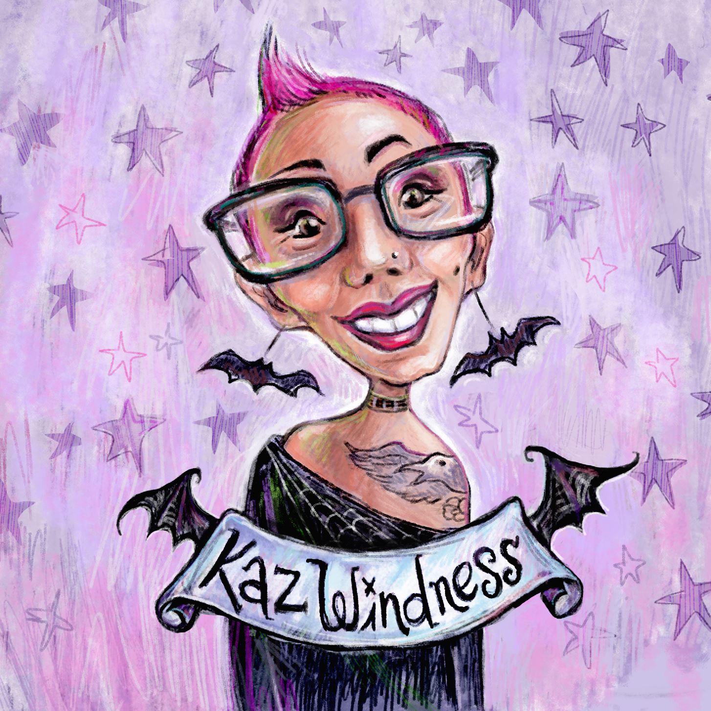 New Illustrated Self-Portrait & Logo – The Kaz Windness Blog
